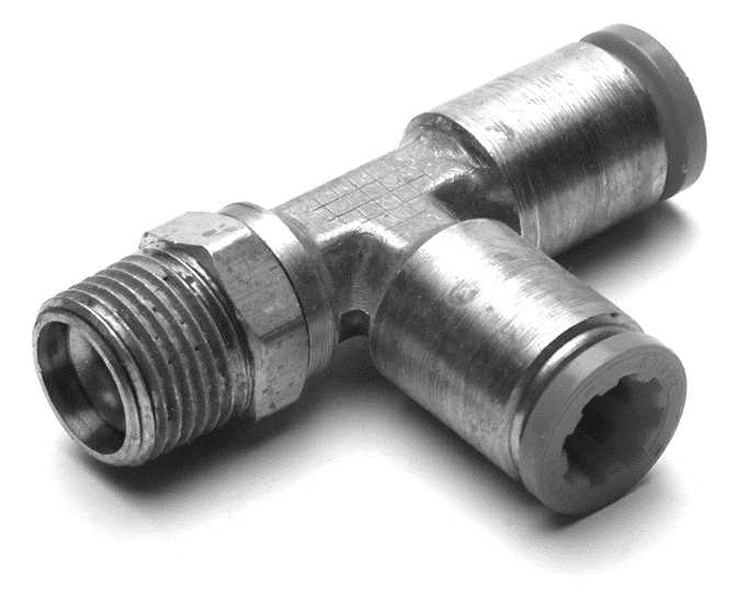 1/4 T X 1/8 MPT SWIVEL RUN TEE NICKEL PLATED BRASS ALPHA | 1/4 T X 1/8 ...