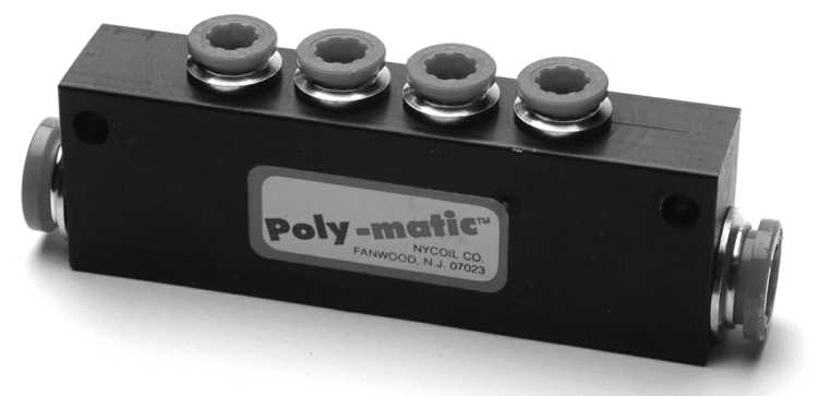 1/4 T X 1/4 T 6-PORT MANIFOLD BLACK ANODIZED ALUMINUM NYCOIL | 1/4 T X ...